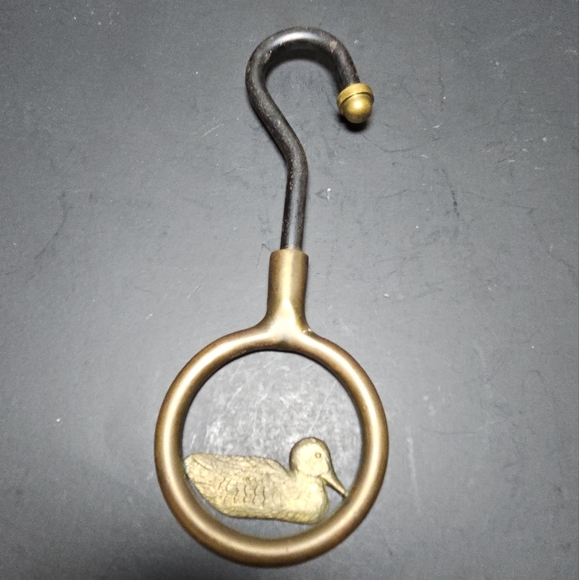 Source Unknown | Other | Vintage Brass Duck Fireplace Damper Hook ...